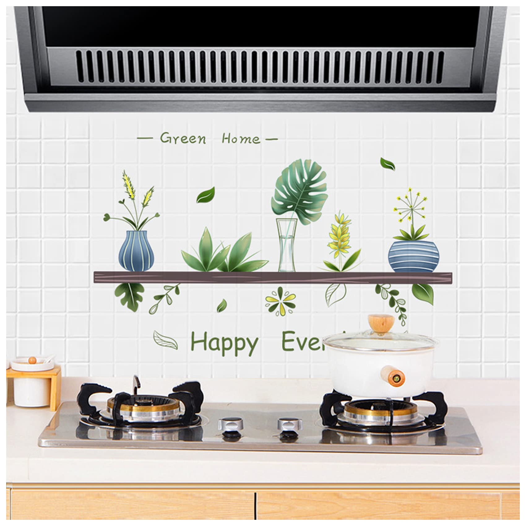 2 Sets Wallpaper Kitchen Backsplash Behind Stove, Oil Proof Wall Stickers, Self Adhesive Vinyl Clear Contact Paper Papel Tapiz para Cocina for Kitchen Dining Room Wood Countertop Cupboard Doors (B)