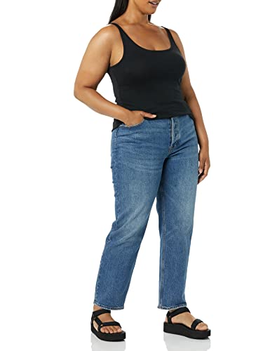 Amazon Essentials Women's Slim-Fit Thin Strap Tank, Pack of 2, Black/Light Sage Green, X-Large