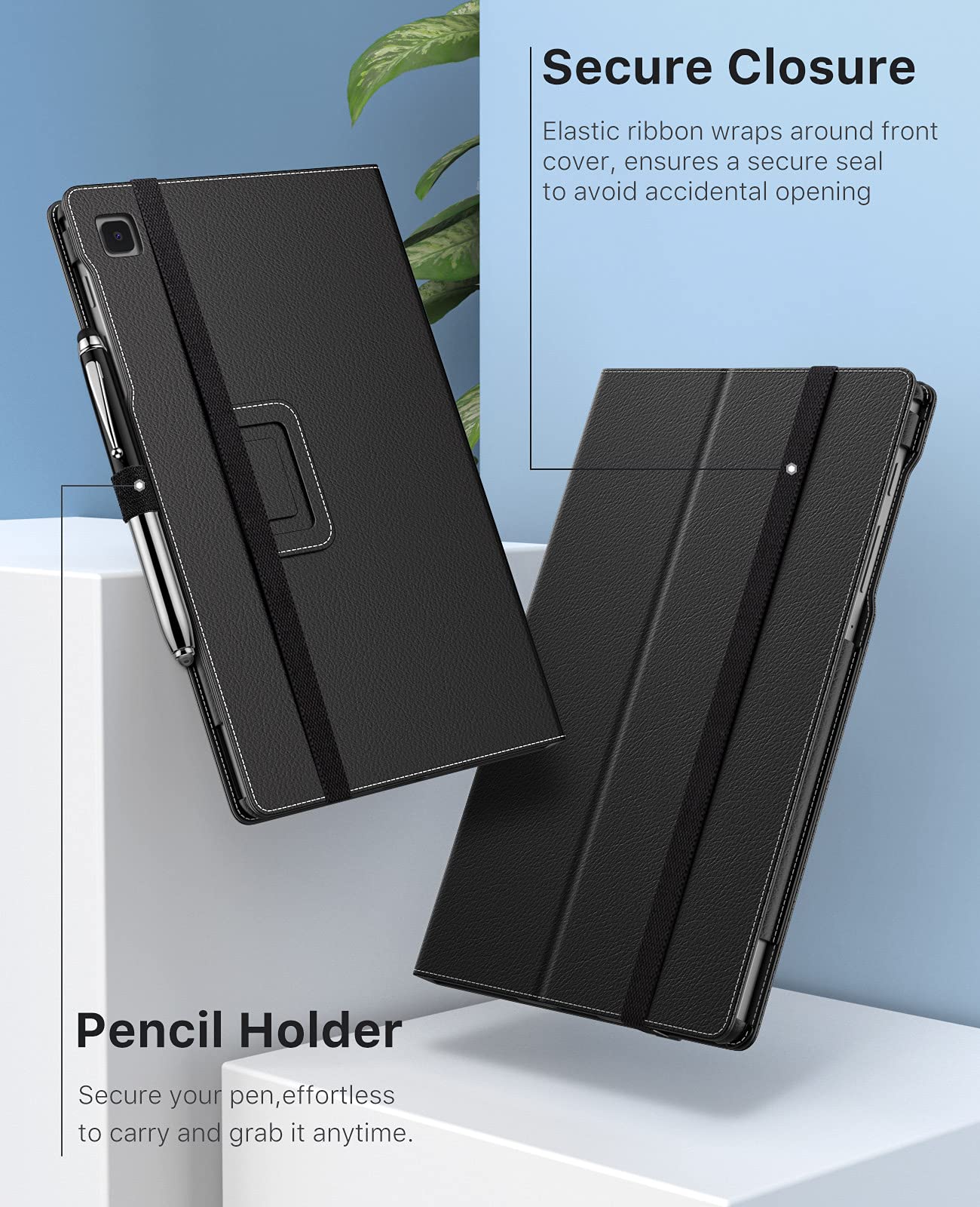 MoKo Case Compatible with Samsung Galaxy Tab A7 Lite 8.7 Inch (SM-T225/T220/T227), Slim Lightweight PU Tablet Shell Cover Stand Case Fit Samsung Galaxy Tab A7 Lite 8.7 2021 Tablet - Black