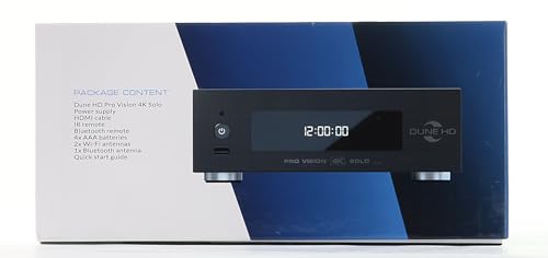 Dune HD Pro Vision 4K Solo | HDR10+ | Ultra HD | 3D | DLNA | Media Player and Android Smart TV Box | RTD1619 | 3.5 SATA HDD Rack | HD-Audio, 2X HDMI, BT, WiFi, 4GB / 32GB