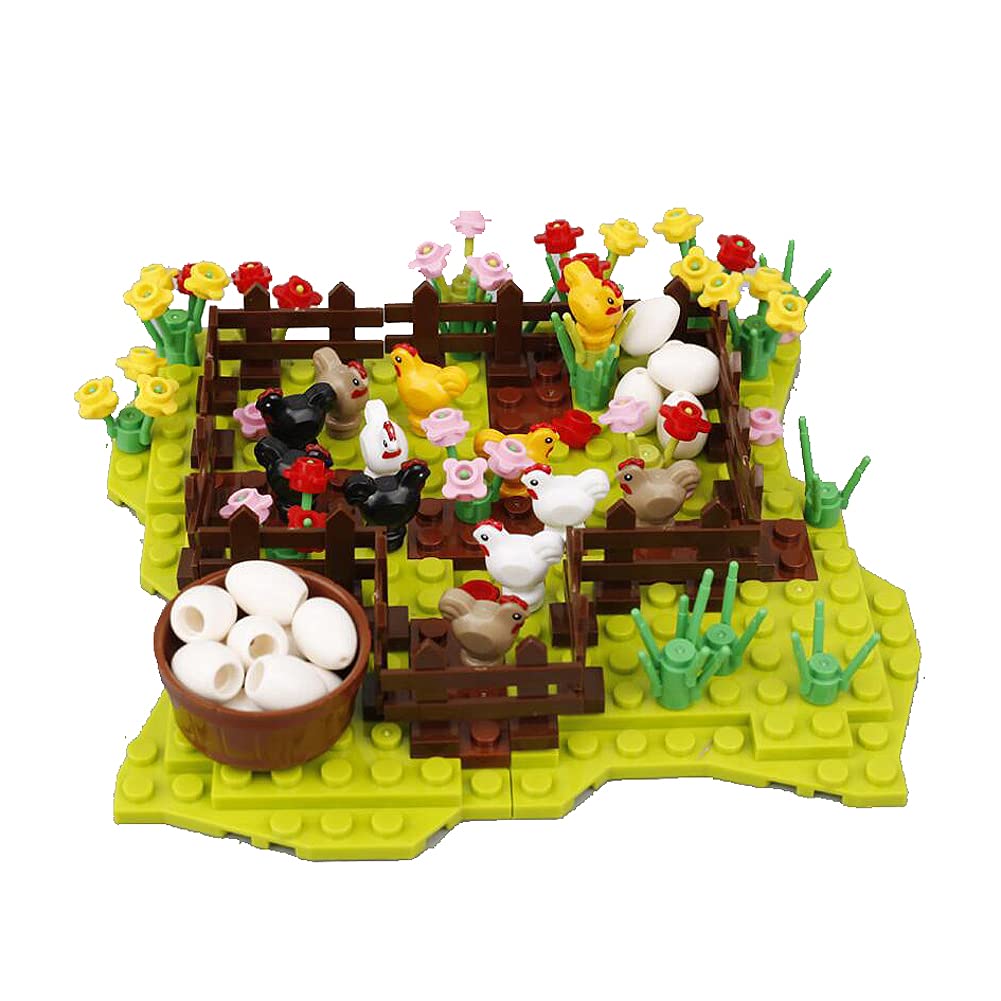 BAENRCY Cow Animal Building Blocks Animal Building Bricks Kit DIY Building Set Compatible All Major Brands (Chicken)