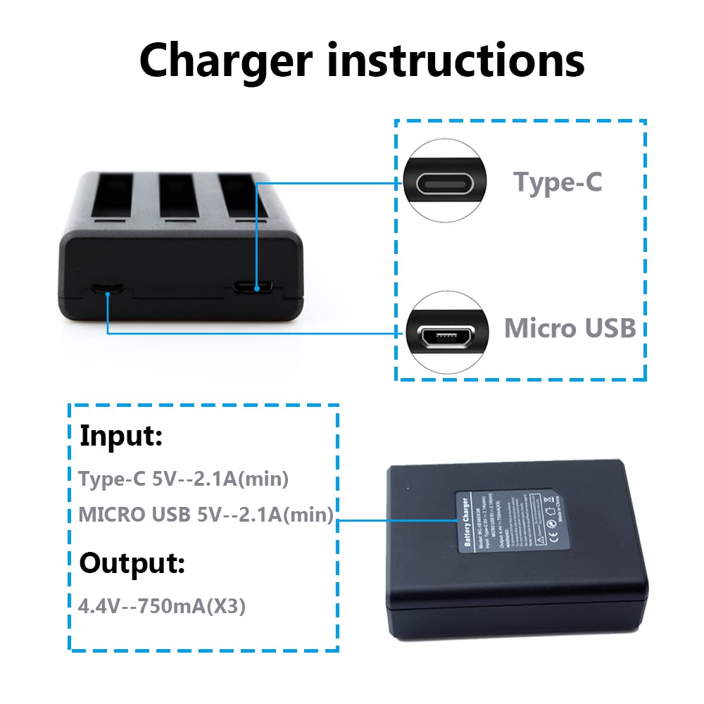 2-Pack Battery for Insta 360 X3 Camera and Charge Hub for Insta 360 X3 360 Camera 1800mAh Insta360 x3 Battery