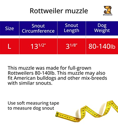 BRONZEDOG Rottweiler Dog Muzzle Adjustable Durable Metal Wire Basket for Large Dogs American Bulldog No Barking Muzzles (L)