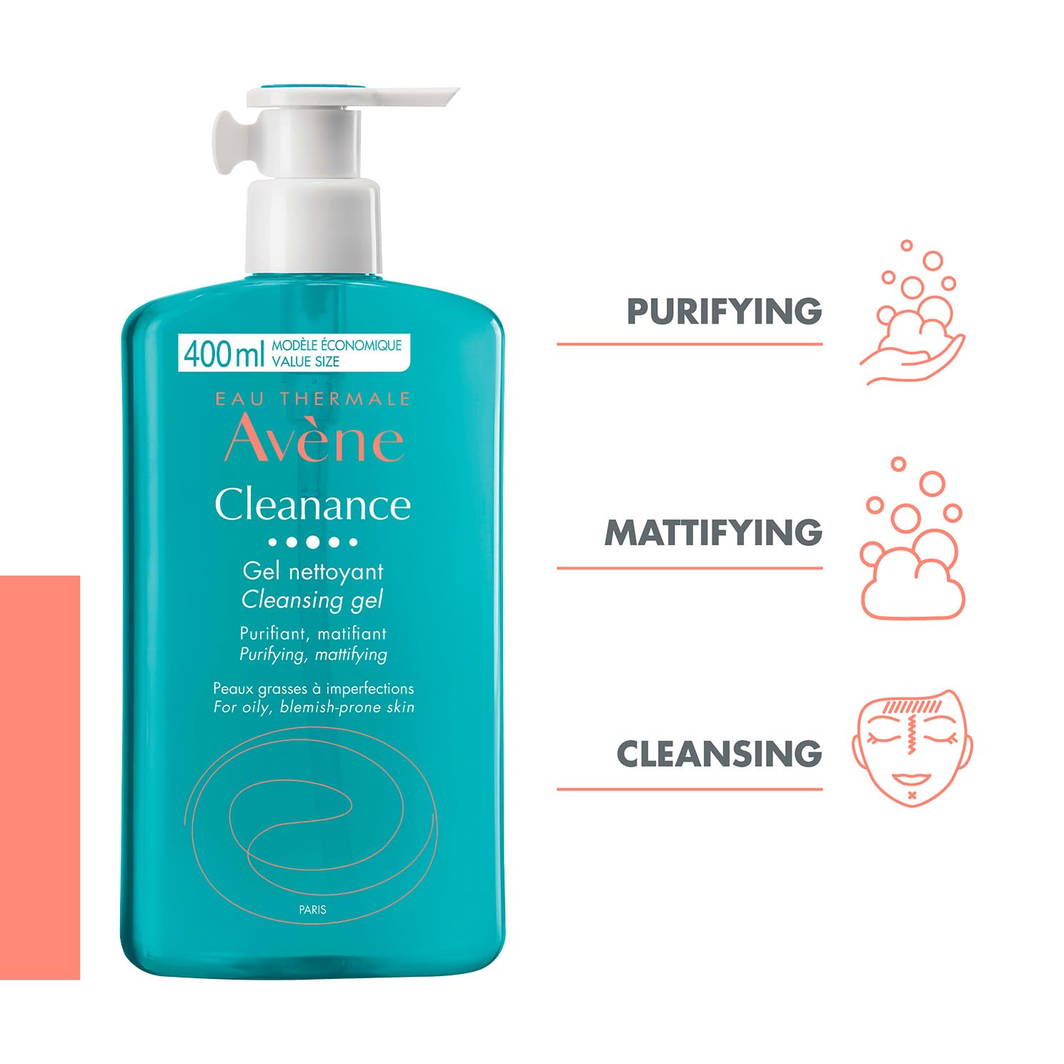 Avene Cleanance Cleansing Gel Soap Free Cleanser for Acne Prone, Oily, Face & Body, 13.5 Oz
