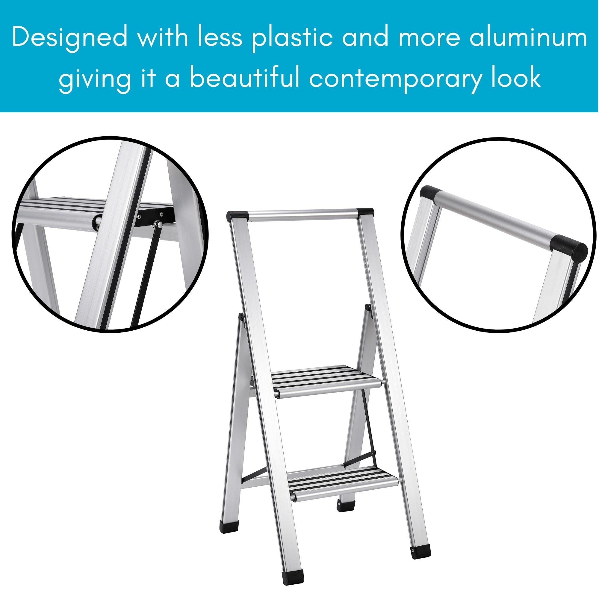 2 Step Ladder | 2 Anti-Slip Steps | Folding Step Stool | 250 lb. Capacity