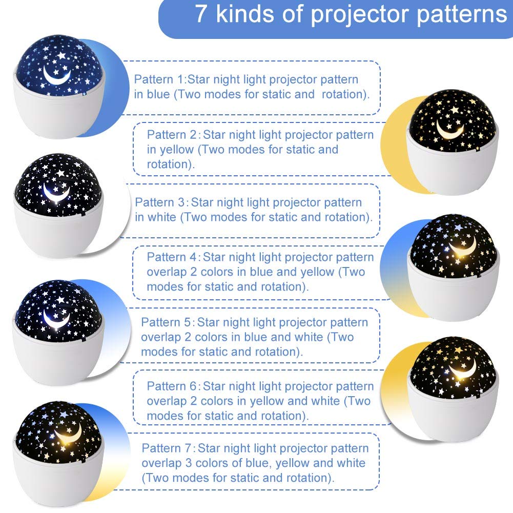 Aytai Star Projector Night Lights for Kids with Timer, Moon Star Projector Light with 3 Kind of Shells 21 Changing Modes, Galaxy Light Projector for Bedroom Baby Nursery Birthday Christmas Gifts