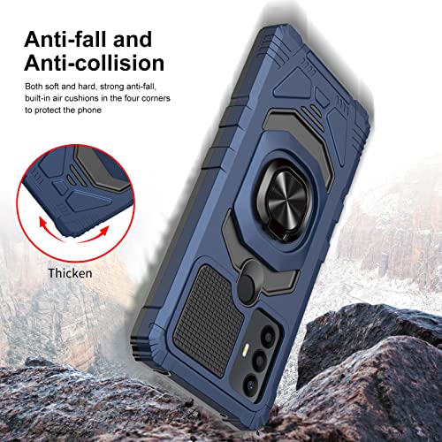 Ailiber Case for TCL 30 SE, TCL 30 SE Phone Case with Screen Protector, Ring Kickstand for Magnetic Car Mount Military Grade, Heavy Duty Shockproof Protective Cover for TCL TCL 30E/30 SE 6.52β-Blue