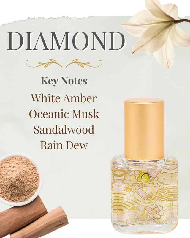 Diamond Organic Perfume Oil Extract Roll-On by Sage- 1/4 oz, Vegan & Cruelty-Free, Subtle Scent, Sandalwood, White Amber, Musk