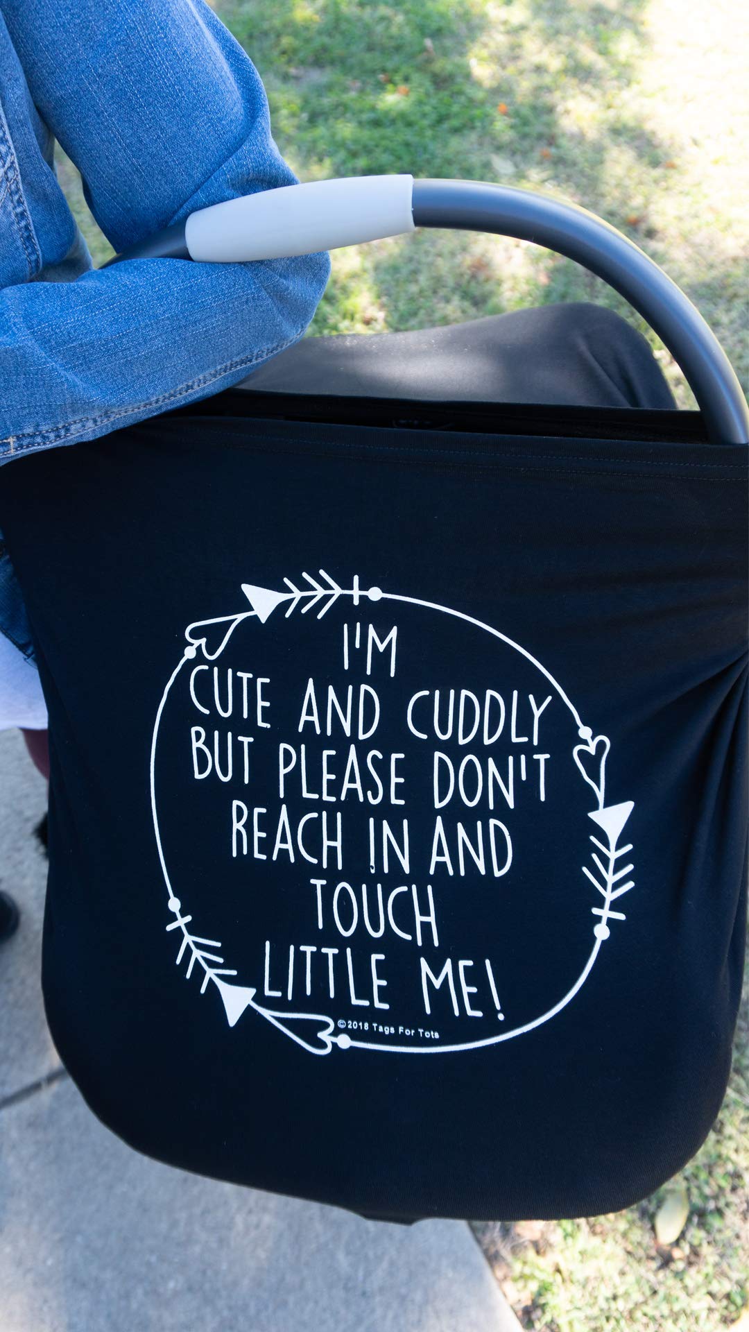 Car Seat 5 in 1 Cover - I'm Cute & Cuddly But Please Don't Touch Little Me (Black)