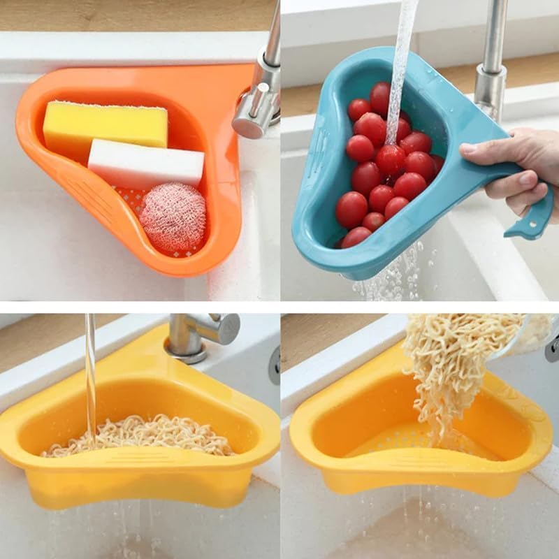 2 Pack Kitchen Sink Drain Basket Swan Drain Rack, Multifunctional Kitchen Triangular Sink Filter Swan Drain Basket for Kitchen Sink Hangs on Faucet Fits All Sink