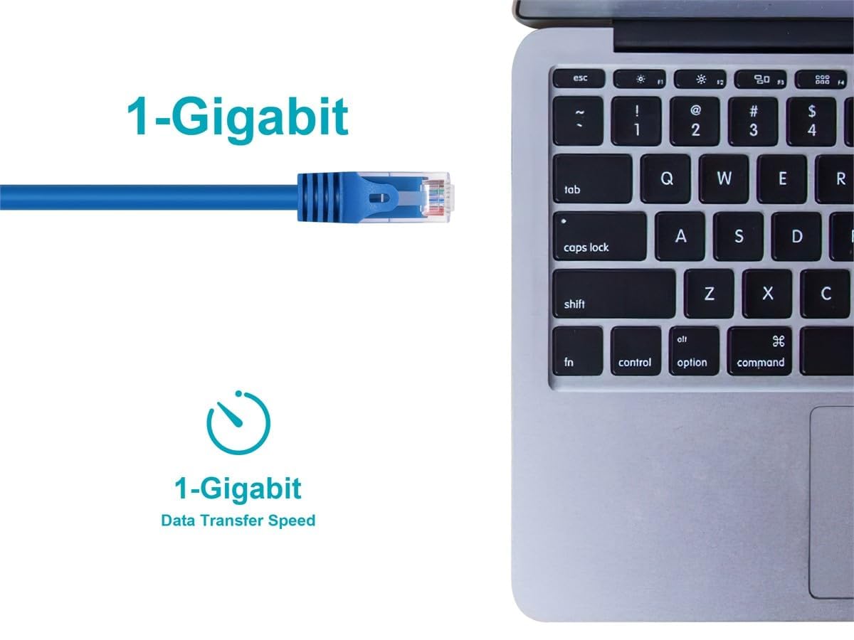 Monoprice Cat6 5ft Blue 12-Pk Patch Cable UTP 24AWG 550MHz Pure Bare Copper Snagless RJ45 Flexboot Series Ethernet Cable