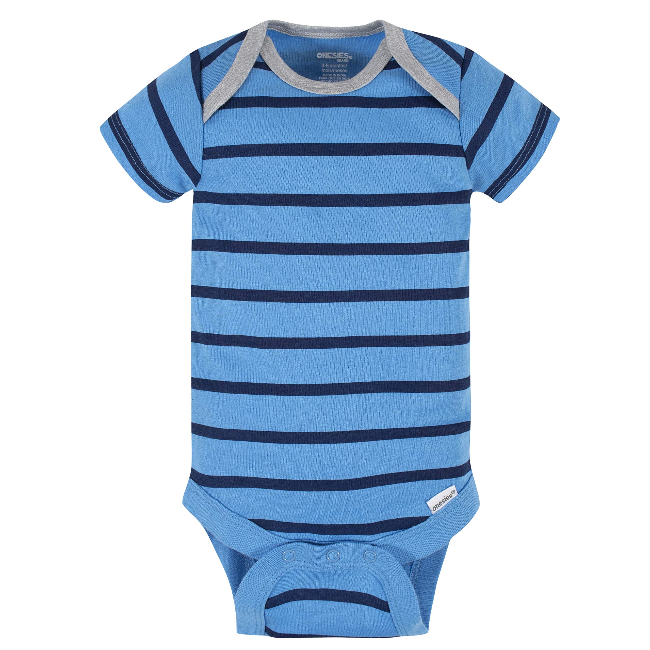 Onesies Brand Baby 3 Onesies 3 Pants Outfit Bundle Mix n Match Newborn to 12M, Blue Dog Stripe, 12 Months