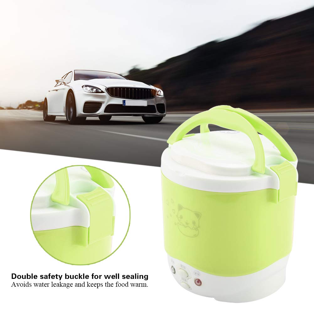 Small Rice Cooker,12v Portable Travel Rice Cooker For Car, Cooking Heating and Keeping Warm Function, Can be Used As a Electric Lunch Box(Green)