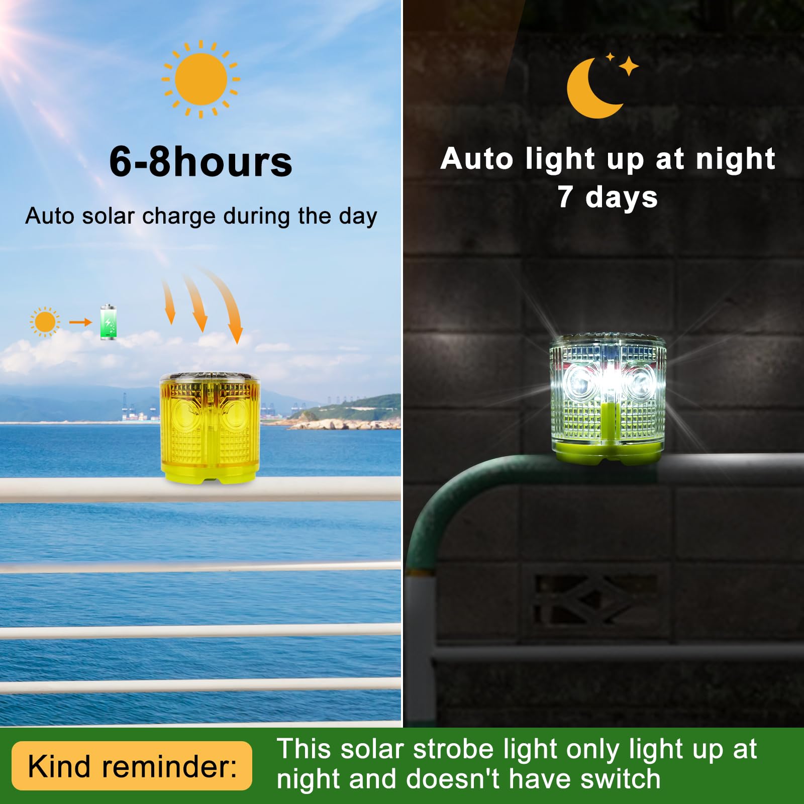 Aolyty Solar Strobe Warning Light Strong Magnetic Base Flashing Super Bright 360 Degree Automatically Turn On Waterproof for Construction Traffic Factory (Yellow)