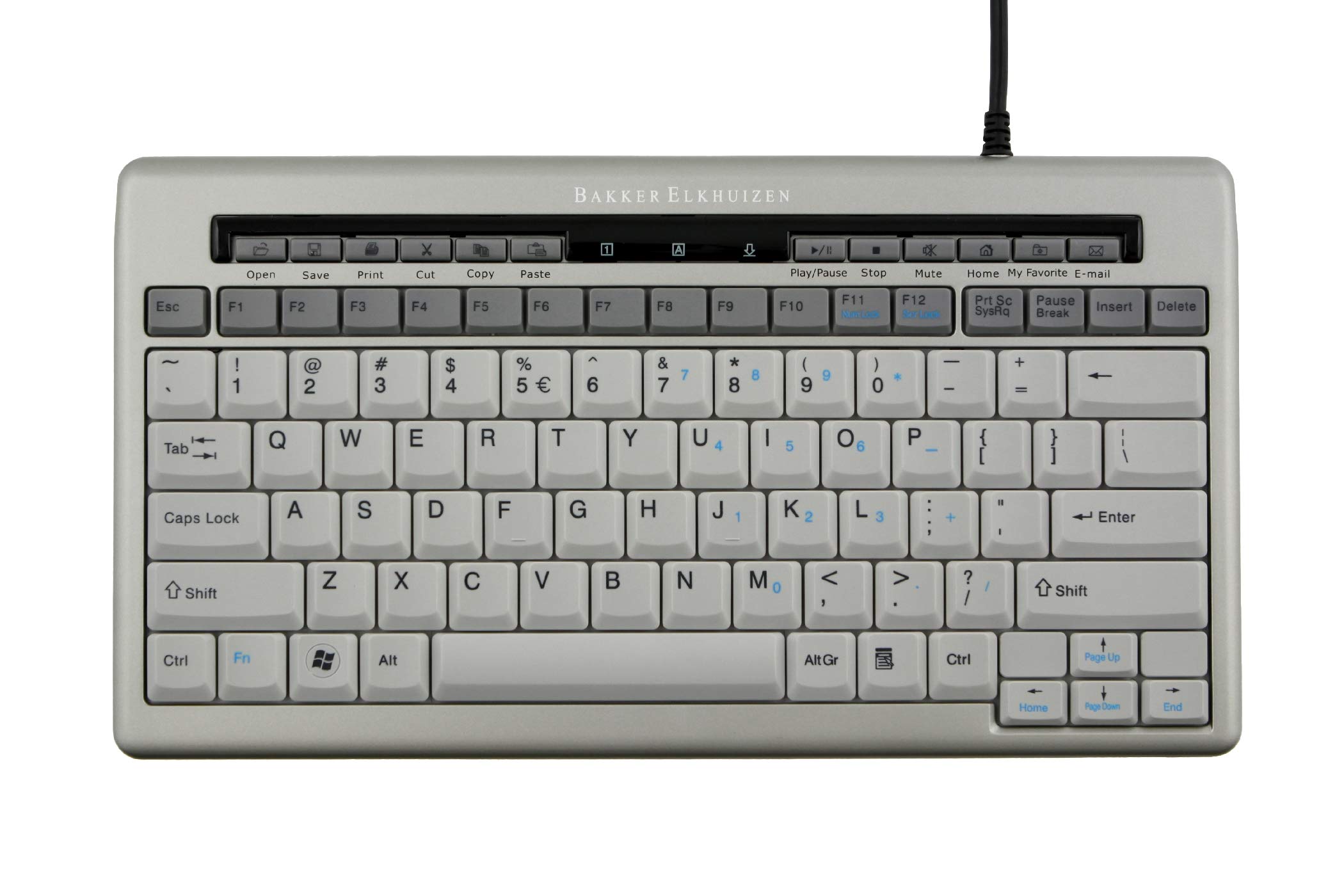 BakkerElkhuizen S-Board 840 Keyboard Ergonomic Compact, Lightweight for use with Laptop and Desktop PCs., an Integrated Numeric pad, a Larger Enter Key, and Two USB Ports.