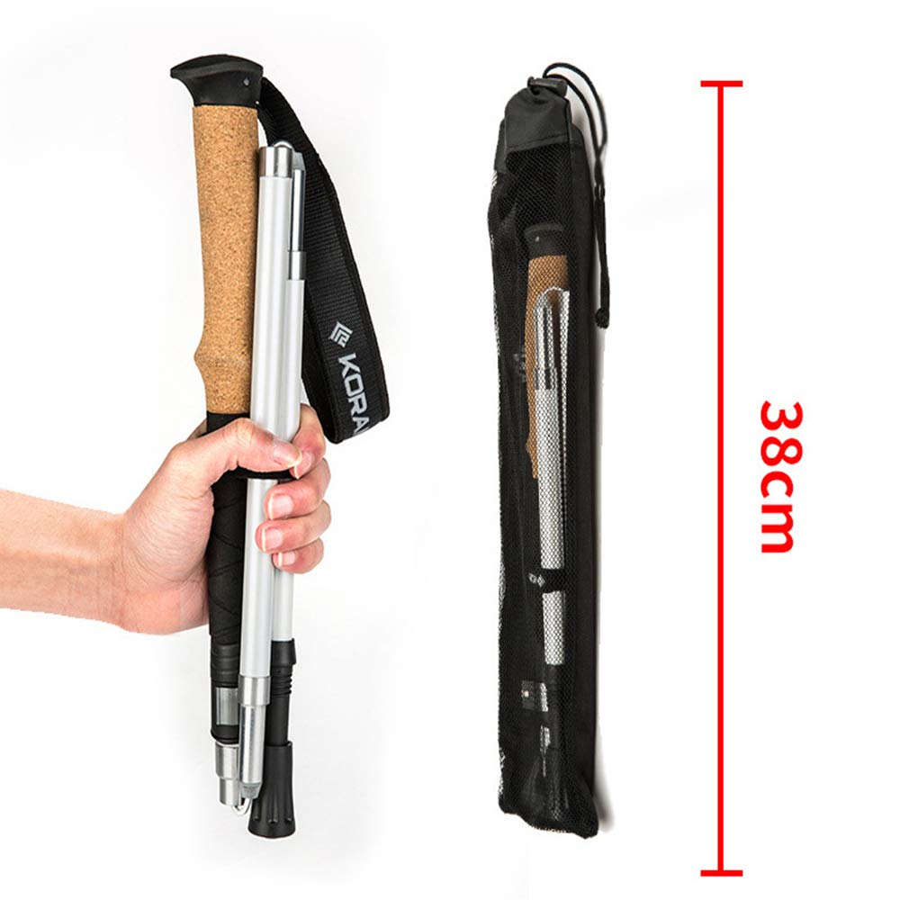 2-pc Pack Carbon Fiber Trekking Poles - Adjustable Ultralight Lightweight Quick Lock Walking or Hiking Stick for Hiking, Camping, Backpacking - with Cork Grip, Padded Strap