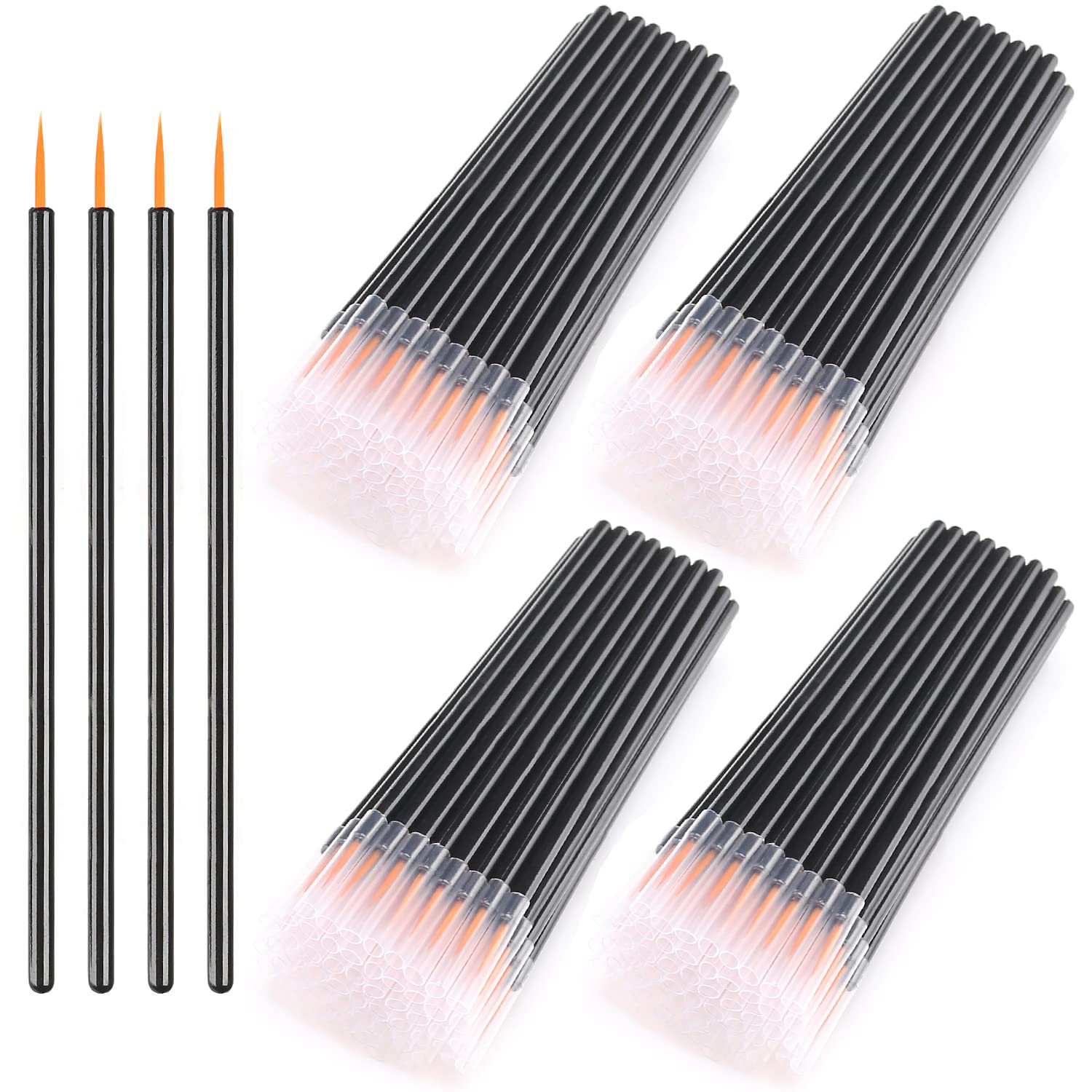 Akstore Disposable Eyeline Mascara Brushes Eyelash Brush Wands Applicator Makeup Brush Tool Kits (Black-Yellow 200PCS)