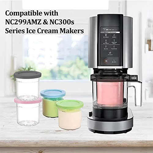 4 PCS Ice Cream Pints Containers and Lids for Ninja Creami, Ice Cream Storage Containers Compatible with NC301 NC300 NC299 Series Creami Ice Cream Makers