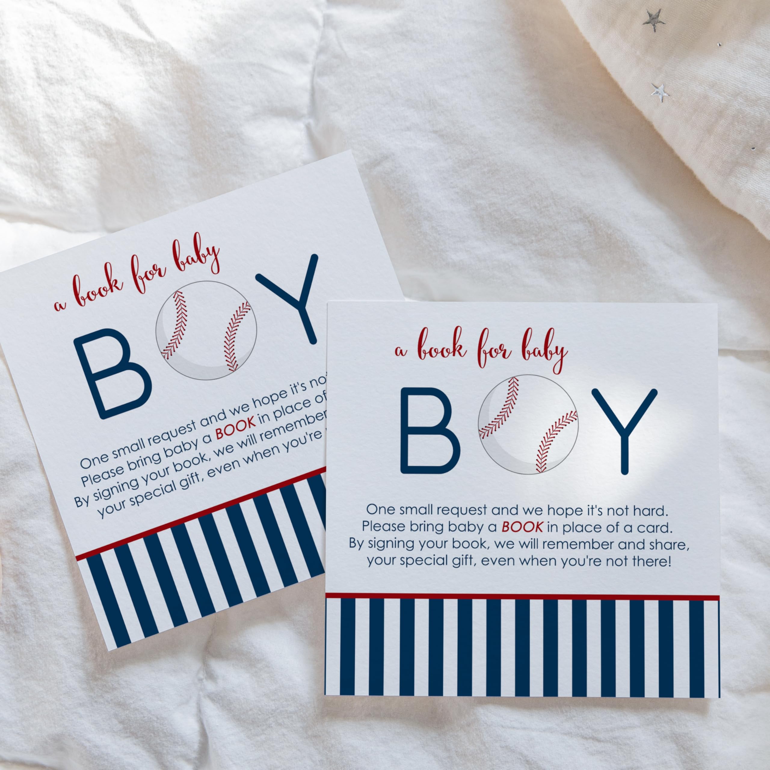 Baseball Books for Baby Shower Cards, Invitation Inserts Boys Book Request, Bring Book Instead of Cards Poem, Cute Storybook-Theme Ideas, 25 Pack