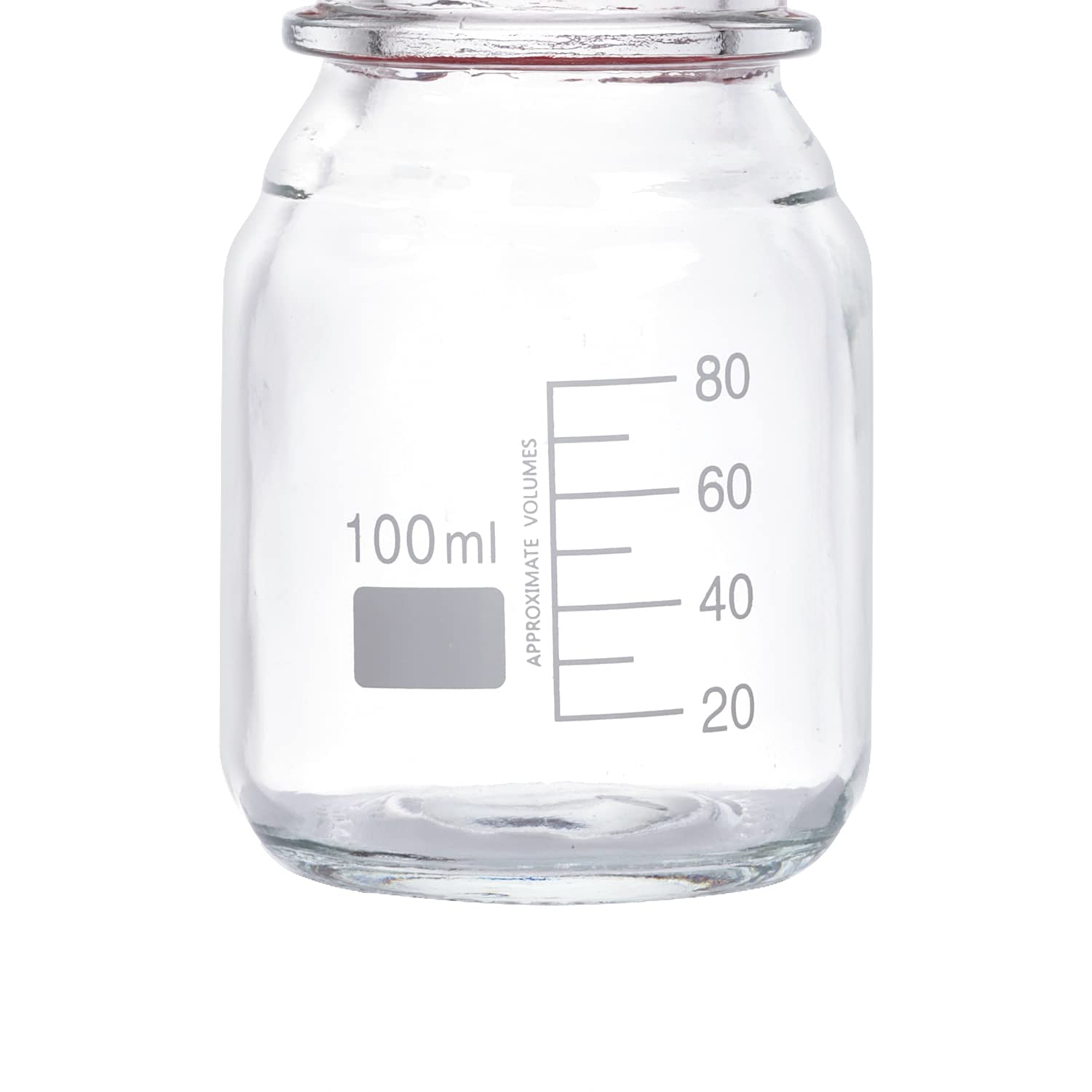 Moonetto 20 Pieces 100ml Round Graduated Lab Media Storage Glass Bottle with GL45 Polypropylene Orange Cap