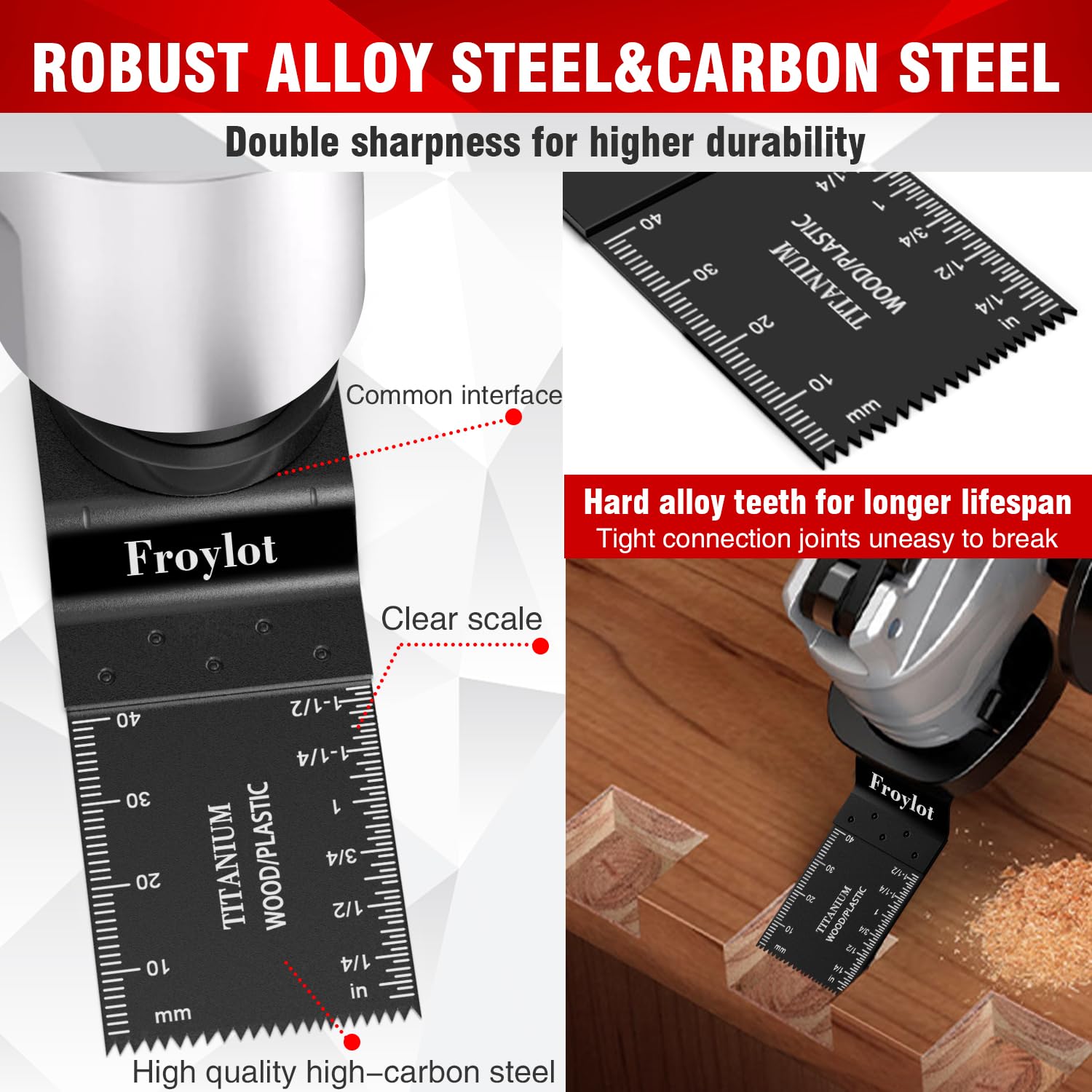 49pcs Titanium Oscillating Tool Blades High-Carbon Steel Multitool Blades, Universal Multi Tool Blades Kits for Metal Wood Cutting, Fit Dewalt Bosch Milwaukee Ryobi Rockwell Fein Makita