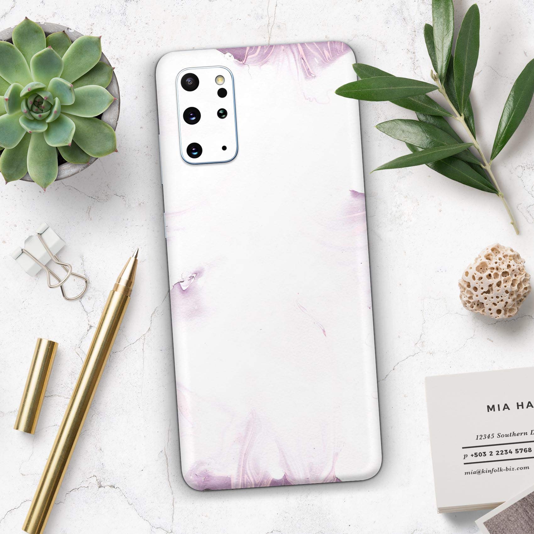 DesignSkinz Marbleized Swirling Pink Border v5 Protective Vinyl Decal Wrap Skin Cover Compatible with The Samsung Galaxy S20 (Screen Trim & Back Glass Skin)