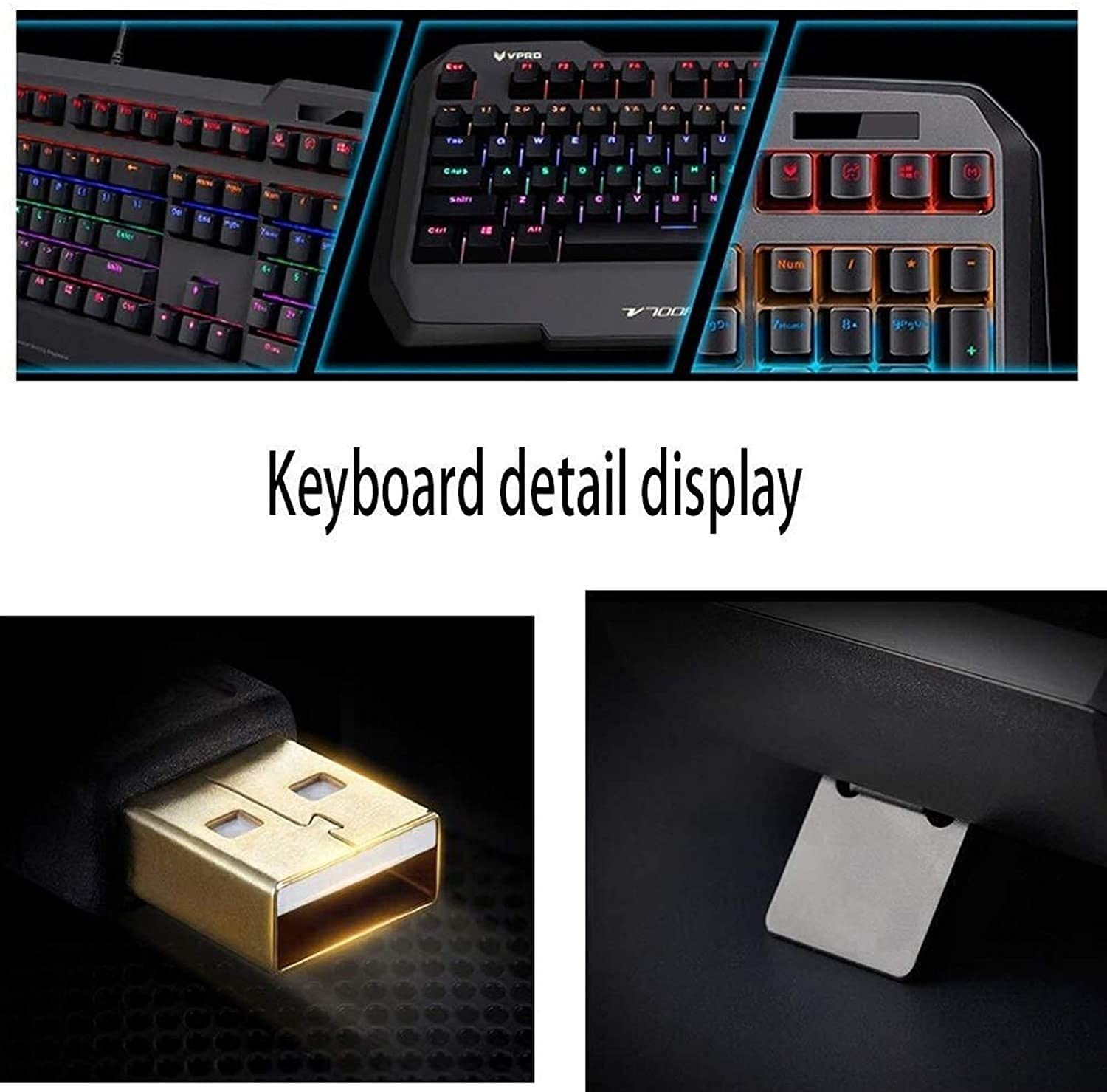 MUMUJJ Mechanical Wired E-Sports Gaming Keyboard, RGB Mixed Backlit, Full-Size Without Conflict for Office Typing and Gaming