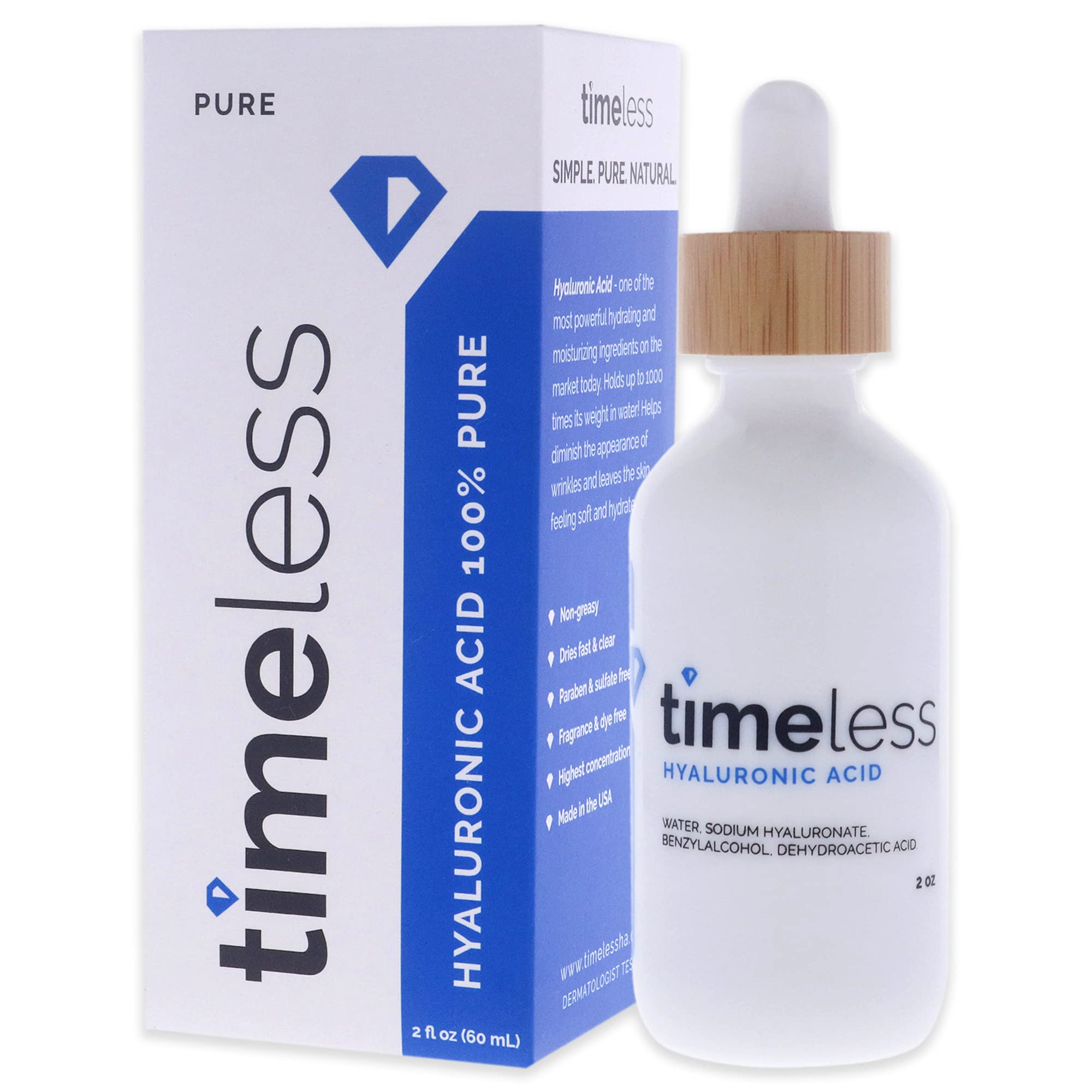 Timeless Skin Care Hyaluronic Acid 100 Percent Pure Serum Unisex 2 oz