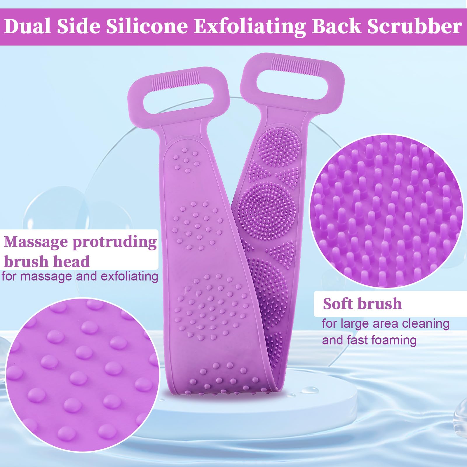 FEBSNOW 2 Pcs Silicone Back Scrubber for Shower,Silicone Body Scrubber,Exfoliating & Deep Clean,Silicone Bath Body Brush for Men and Women,Comfortable Massage and Skin Health