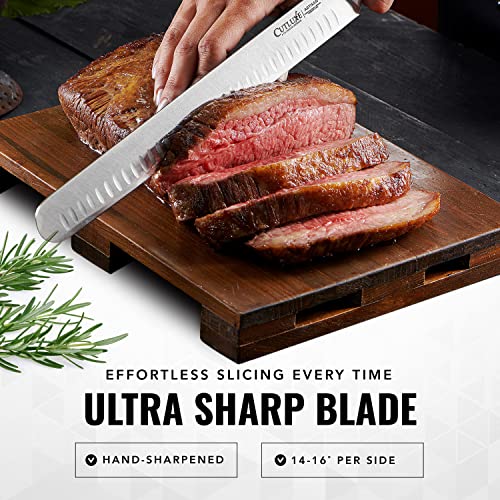 Cutluxe Slicing Carving Knife โ 12" Brisket Knife, Meat Cutting and BBQ Knife โ Razor Sharp German Steel โ Full Tang & Ergonomic Handle Design โ Artisan Series