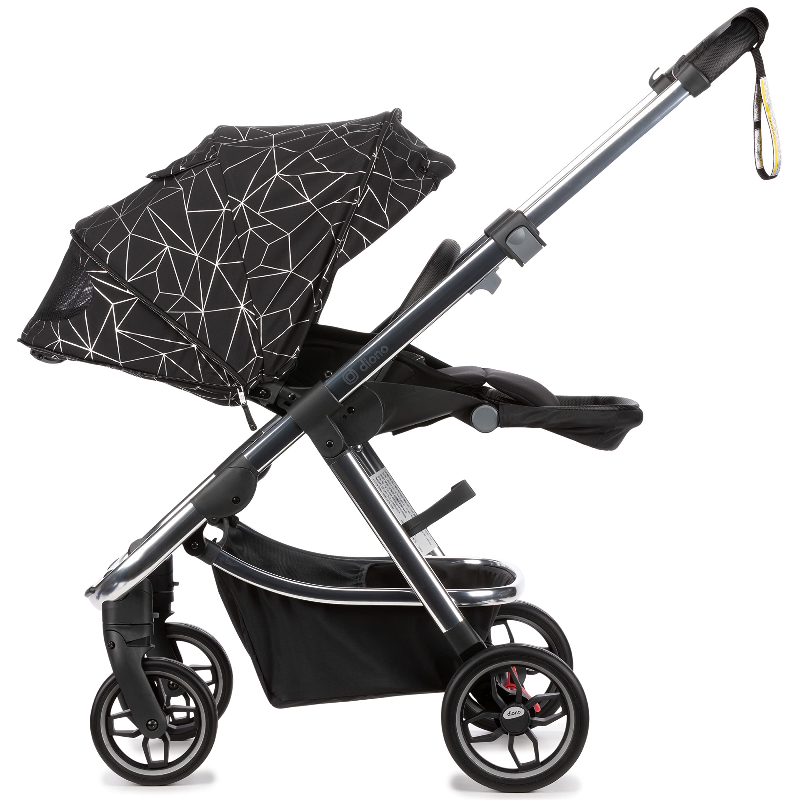 Diono Excurze Luxe Baby, Infant, Toddler Stroller, Perfect City Travel System Stroller and Car Seat Compatible, Adaptors Included Compact Fold, Narrow Ride, XL Storage Basket, Black Platinum