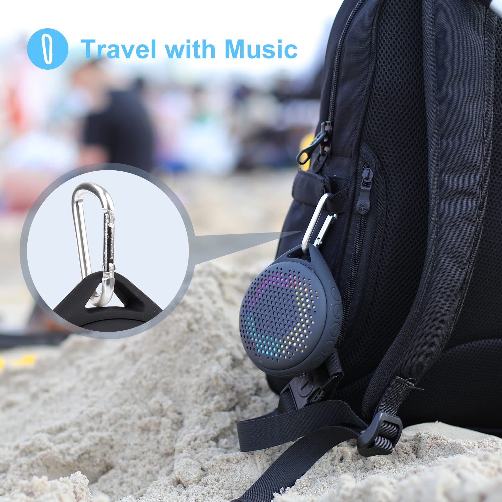 AVWOO Bluetooth Shower Speaker, IP67 Waterproof Speaker with RGB Light, Portable Bluetooth Speaker with Hi-Fi Sound and Built-in Mic, Support TF Card, Wireless Speaker for Home Outdoor Travel