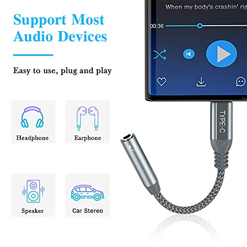 TITACUTE USB C Headphone Adapter for Galaxy S23 S22 Ultra A53 A54 USB C to 3.5mm Jack Audio Adapter Aux Cable Hi-res DAC Earphone Dongle for Samsung S21 S20 Z Flip 4 Google Pixel 6 6a 7 Pro 7a OnePlus