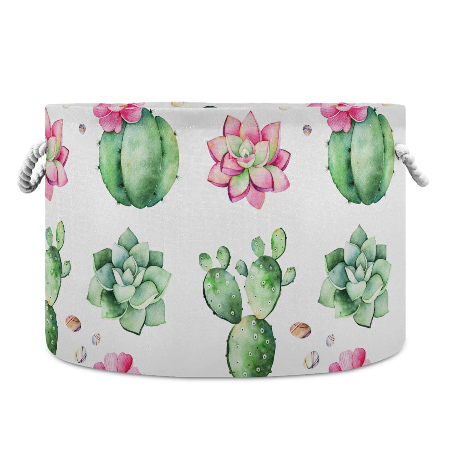 ALAZA Cacti Cactus Succulent Plants Storage Basket Gift Baskets Large Collapsible Laundry Hamper with Handle, 20x20x14 in, Multi, B06D20005