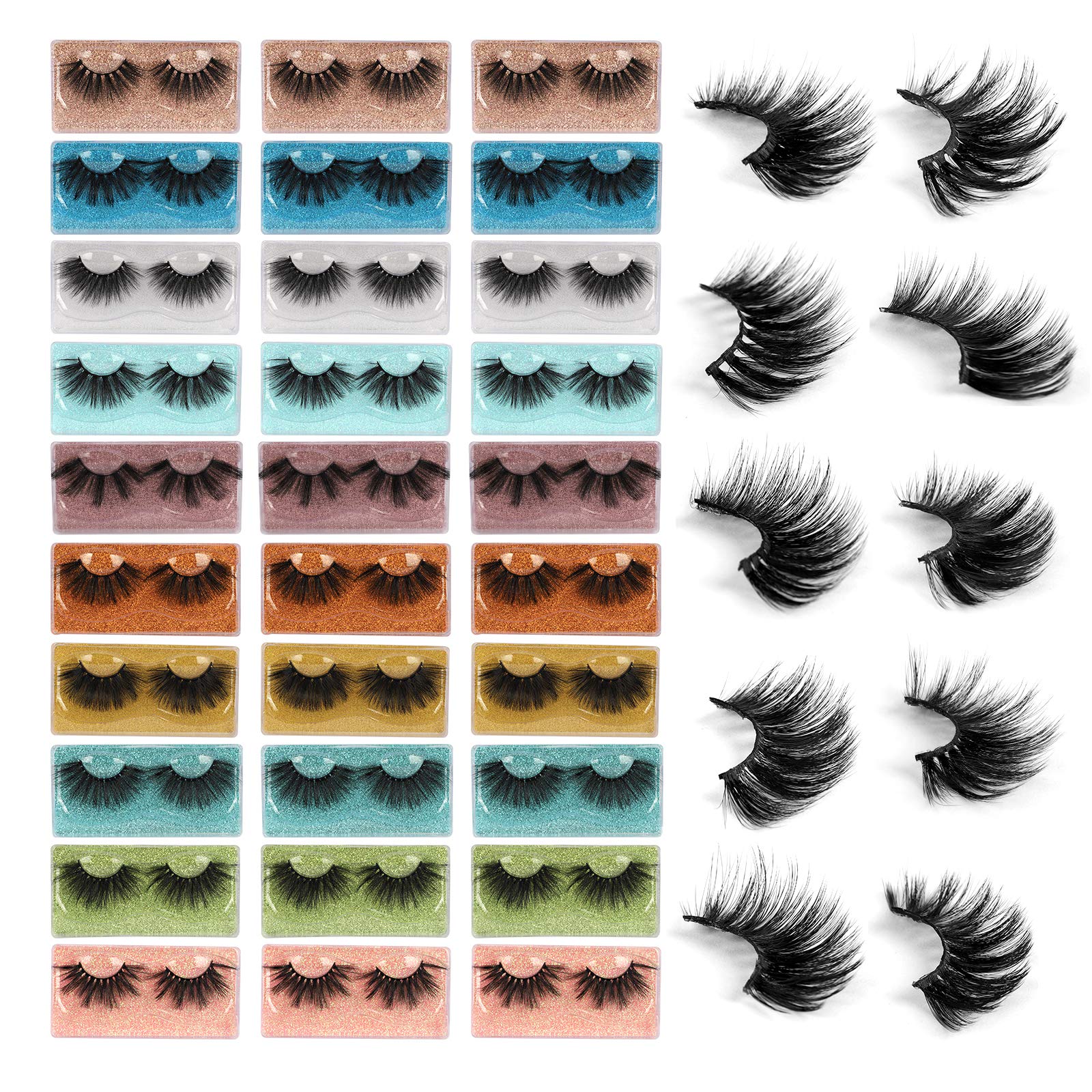 25mm Lashes Faux Mink Long Dramatic Lashes Synthetic False Eyelashes 30 Pairs 10 Styles