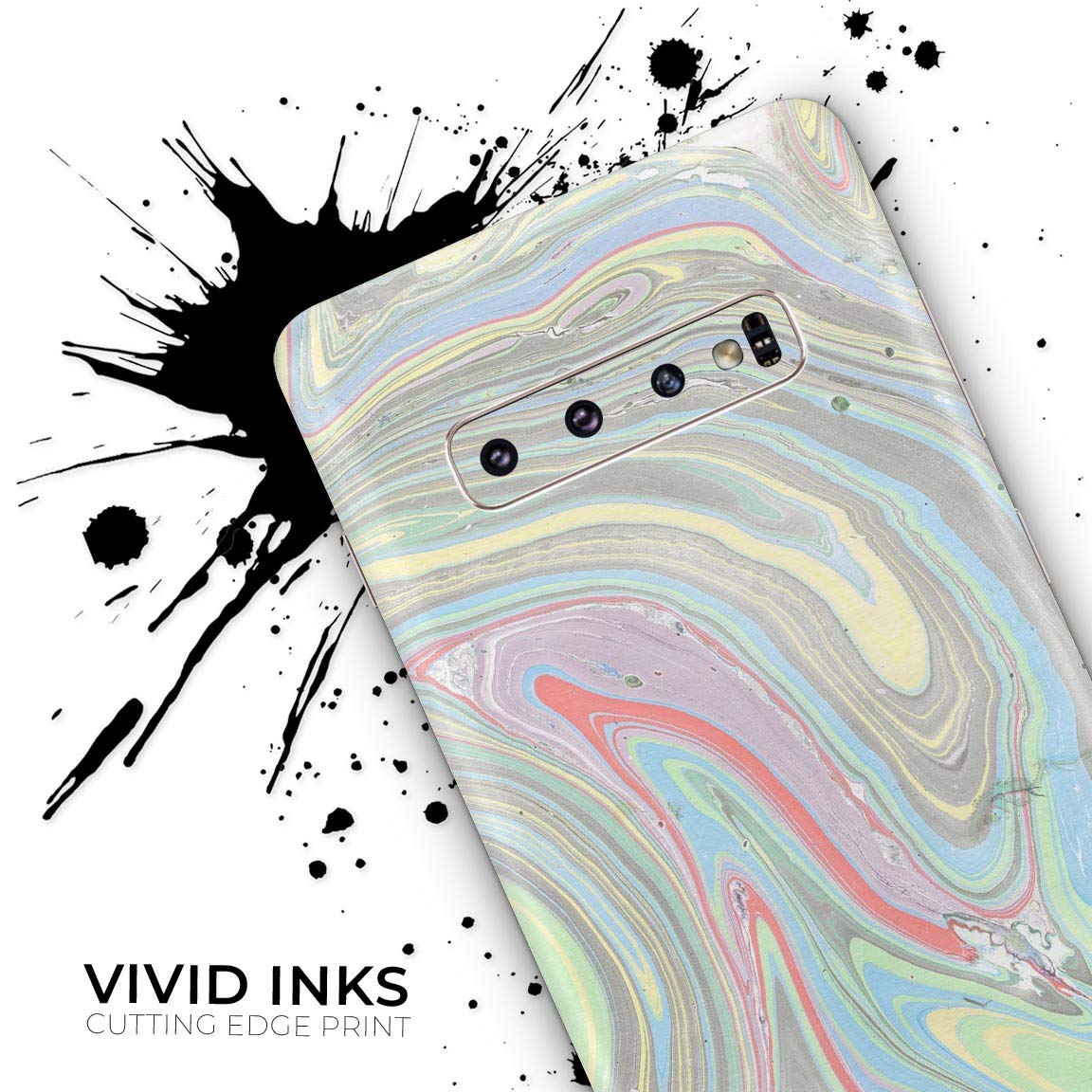 DesignSkinz Marbleized Swirling Colors v2 Protective Vinyl Decal Wrap Skin Cover Compatible with The Samsung Galaxy S20 (Screen Trim & Back Glass Skin)