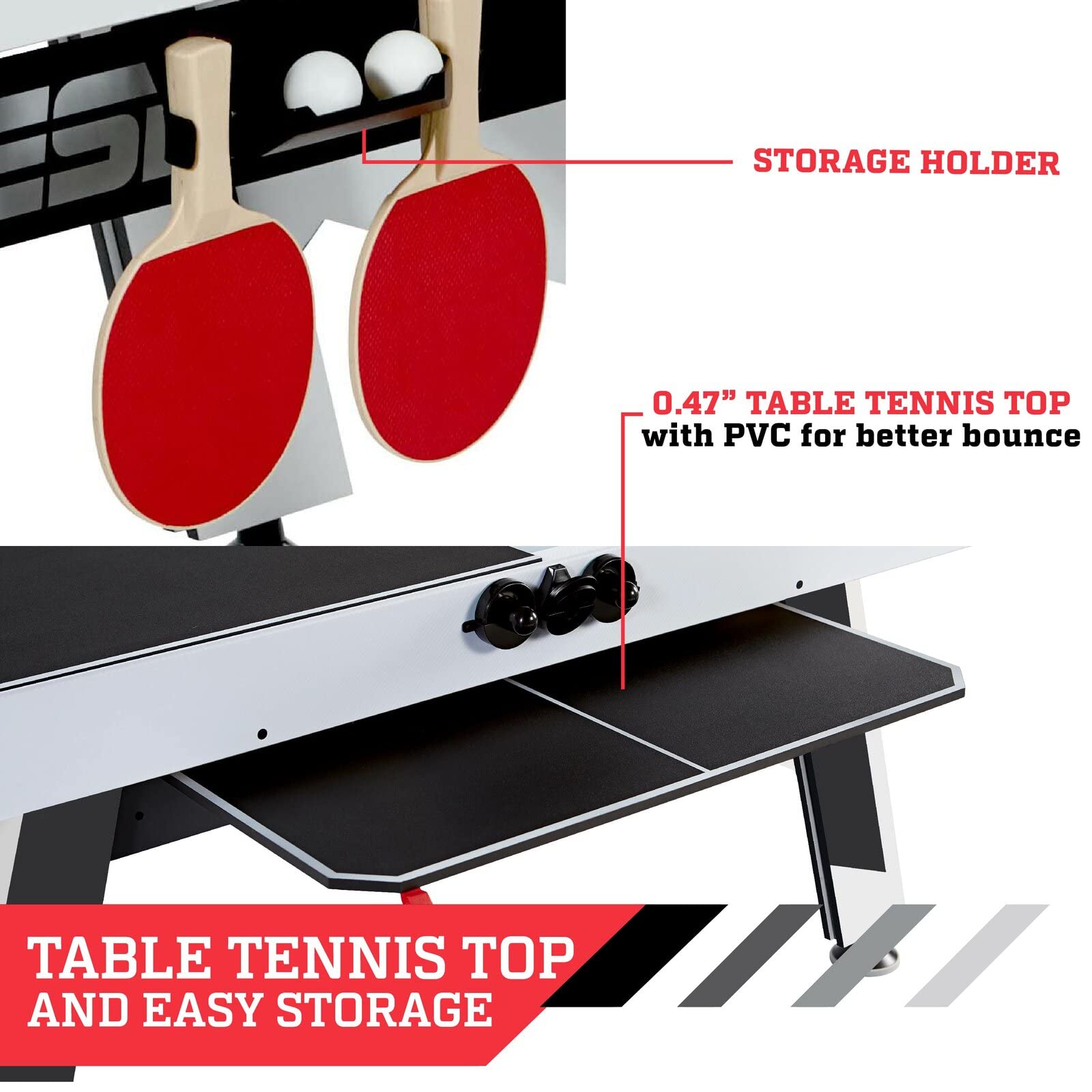 Air Hockey Game Table with Table Tennis Top Set ESPN 72 inch Power Play 2 in 1 for Kids & Adults Arcade Style LED Electronic Scorer Includes Accessories 2 Pushers & 2 Pucks, for Game Room Garage White