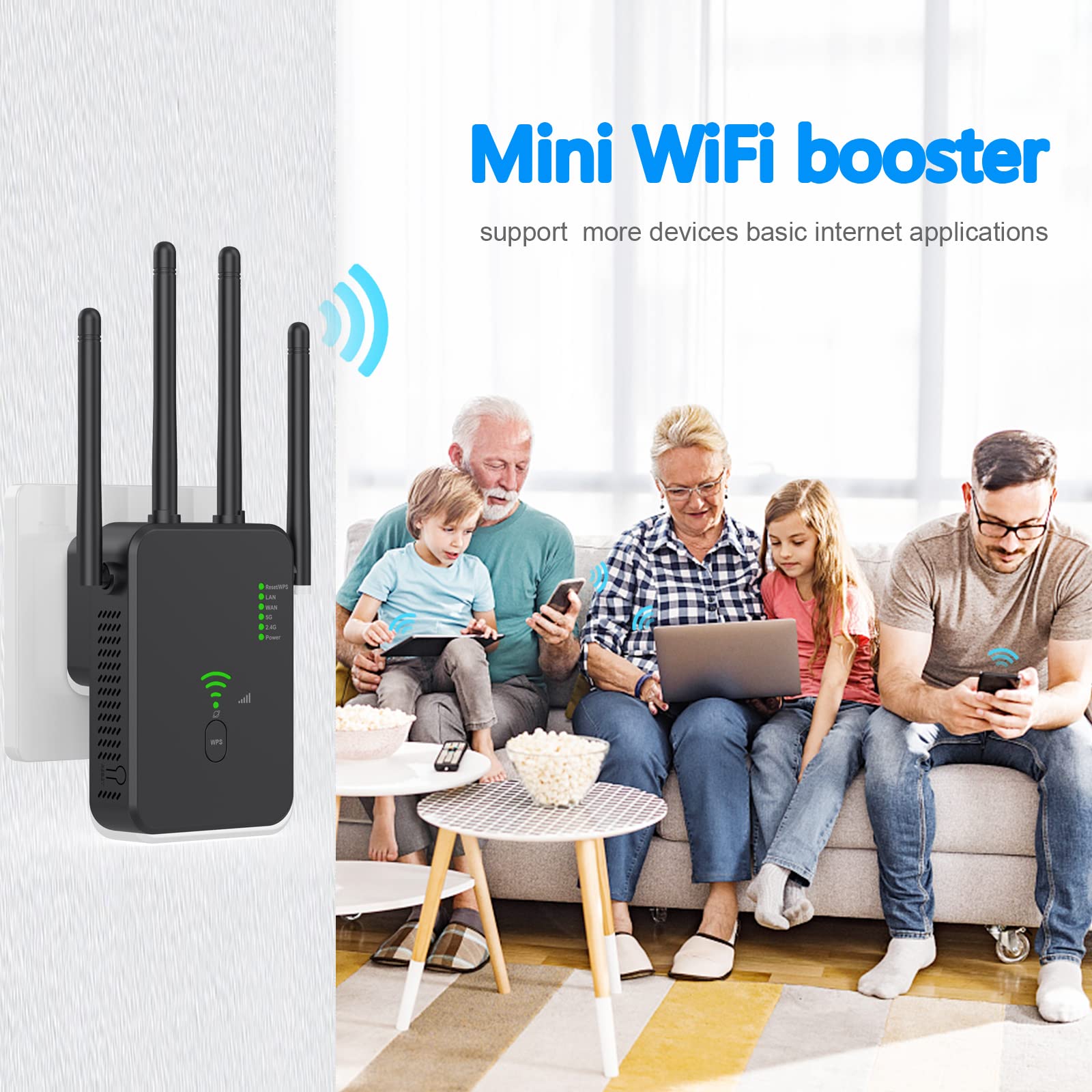 2023 Newest WiFi Extender, WiFi Booster，WiFi Repeater, Covers Up to 3000 Sq.ft and 40 Devices, 4 Antennas 360° Full Coverage,Internet Booster for Home with Ethernet Port, Quick Setup