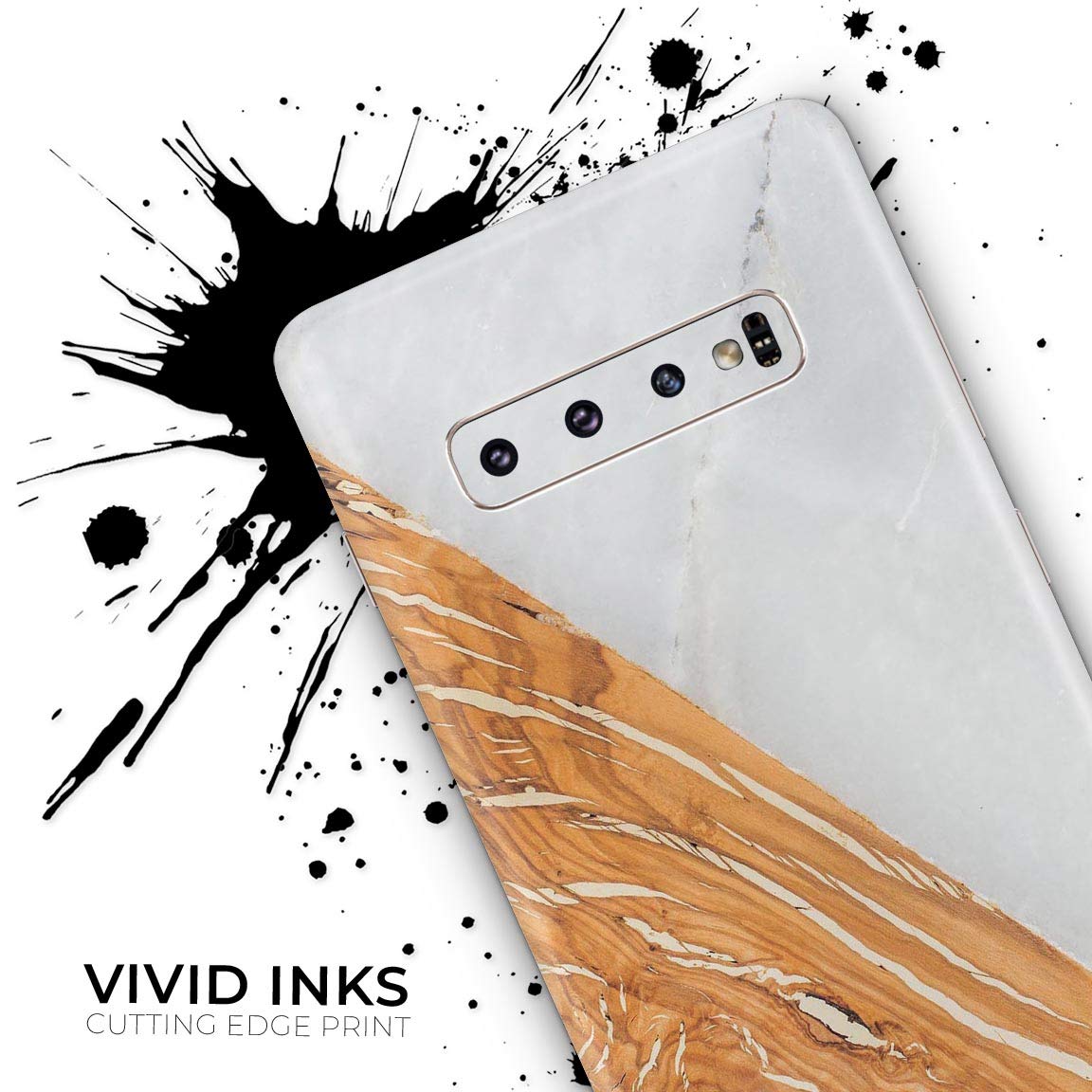 DesignSkinz Marble & Wood Mix V2 Protective Vinyl Decal Wrap Skin Cover Compatible with The Samsung Galaxy S20 (Screen Trim & Back Glass Skin)