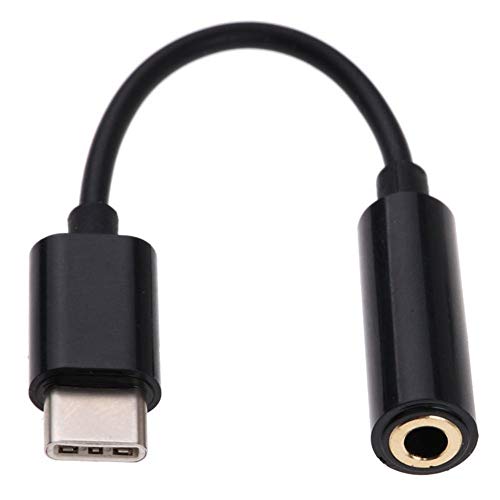 hudiemm0B Type-C to 3.5mm Earphone Adapter, Type-C to 3.5mm Earphone Jack Charger Audio Adapter Cable Cord for Xiaomi 8SE 6X Black