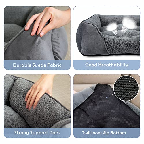 AIPERRO Dog Bed,Pets Friendly Medium Small Dogs Beds Machine Washable Rectangle Dogs Beds,Orthopedic Calming Dog Sofa Bed,Soft Sleeping Puppy Beds Breathable Cuddler, Nonskid Bottom 25''x21''