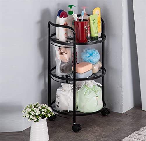 BHVXW 3 Layer Movable Kitchen Storage Rack Carbon Steel Bathroom Shelf with Wheels Space Saving Trolley Tools (Color : D, Size : 1pcs)