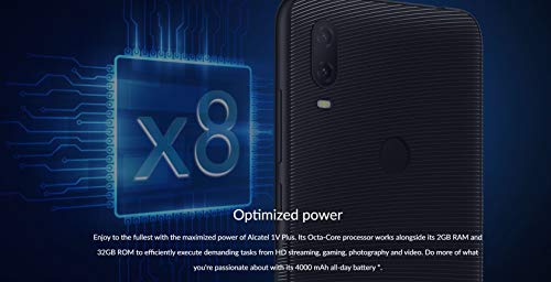 Alcatel 1V 2020 (32GB, 2GB) 6.22" HD+ Display, 4000mAh Battery, Fingerprint Sensor, GSM Unlocked US 4G LTE (T-Mobile, AT&T, Metro, Straight Talk) International Model 5007A (Metallic Black)