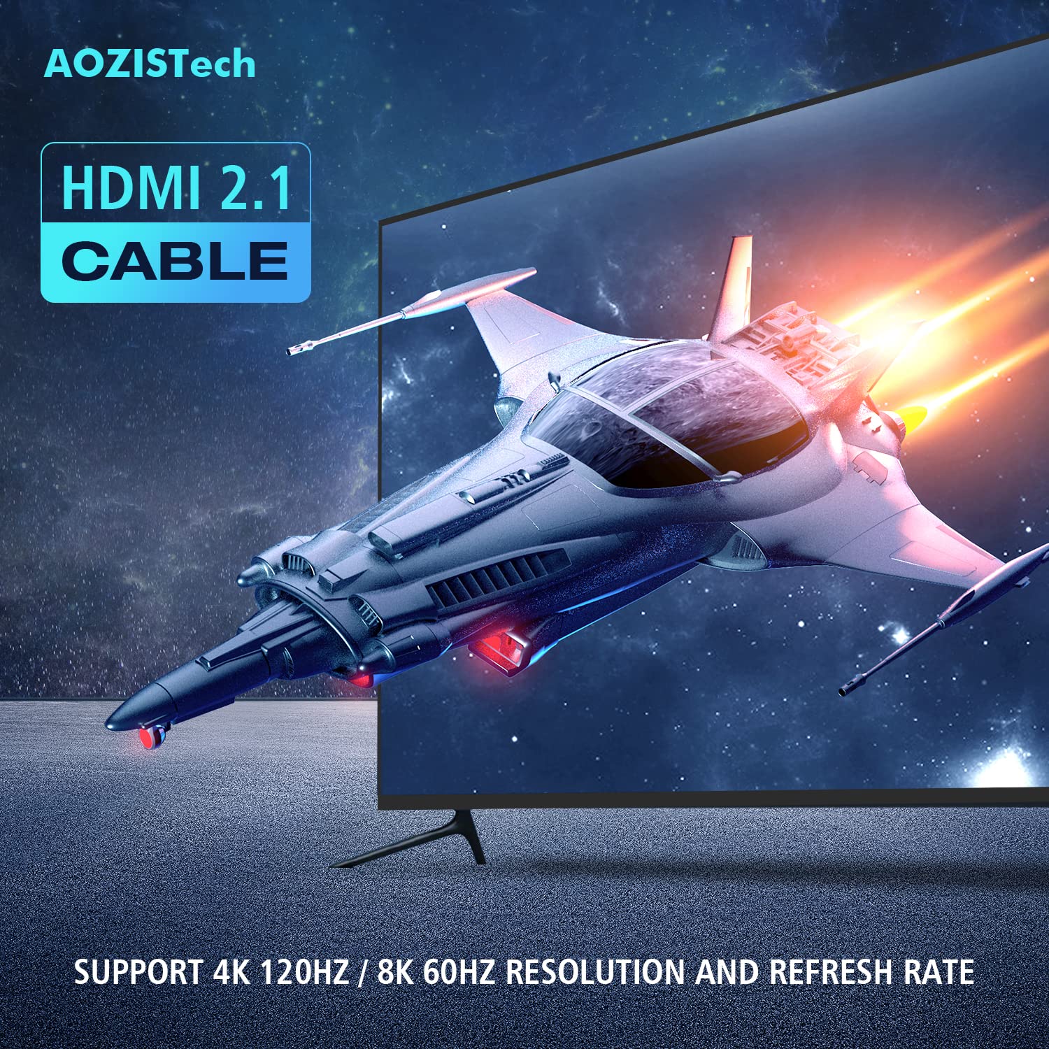 AOZISTech 8K HDMI 2.1 Fiber Optic Cable 33FT 8K@60Hz 4K@120Hz 48Gbps Dynamic HDR eARC Compatible with PS5/4, Xbox Series X, RTX 3080 3090, LG C9