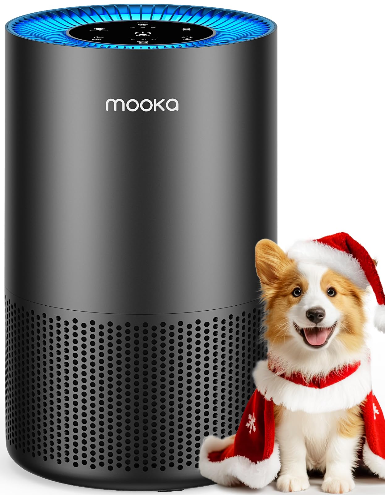 Air Purifiers for Home Large Room Pets Up to 1300 Sq Ft, MOOKA H13 True HEPA Air Purifier Cleaner with 360° Air Inlet, Fragrance, 13dB Air Purifier for Bedroom Wildfire Smoke Pet Dust Pollen