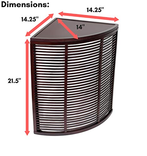 BirdRock Home Compact Corner Laundry Hamper with Lid and Removable Liner - Small - Brown Bamboo - Easily Transport Laundry - Baby Dirty Clothes Bin Sorter Basket - Cut Out Handles