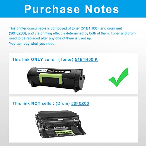 LCL Remanufactured Toner Cartridge Replacement for Lexmark 51B1H00 51B0HA0 8500Pages MS417 MS417DN MS517 MS517DN MS617 MS617DN MX417 MX417DN MX517 MX517DE MX617 MX617DE MX417de (2-Pack Black)