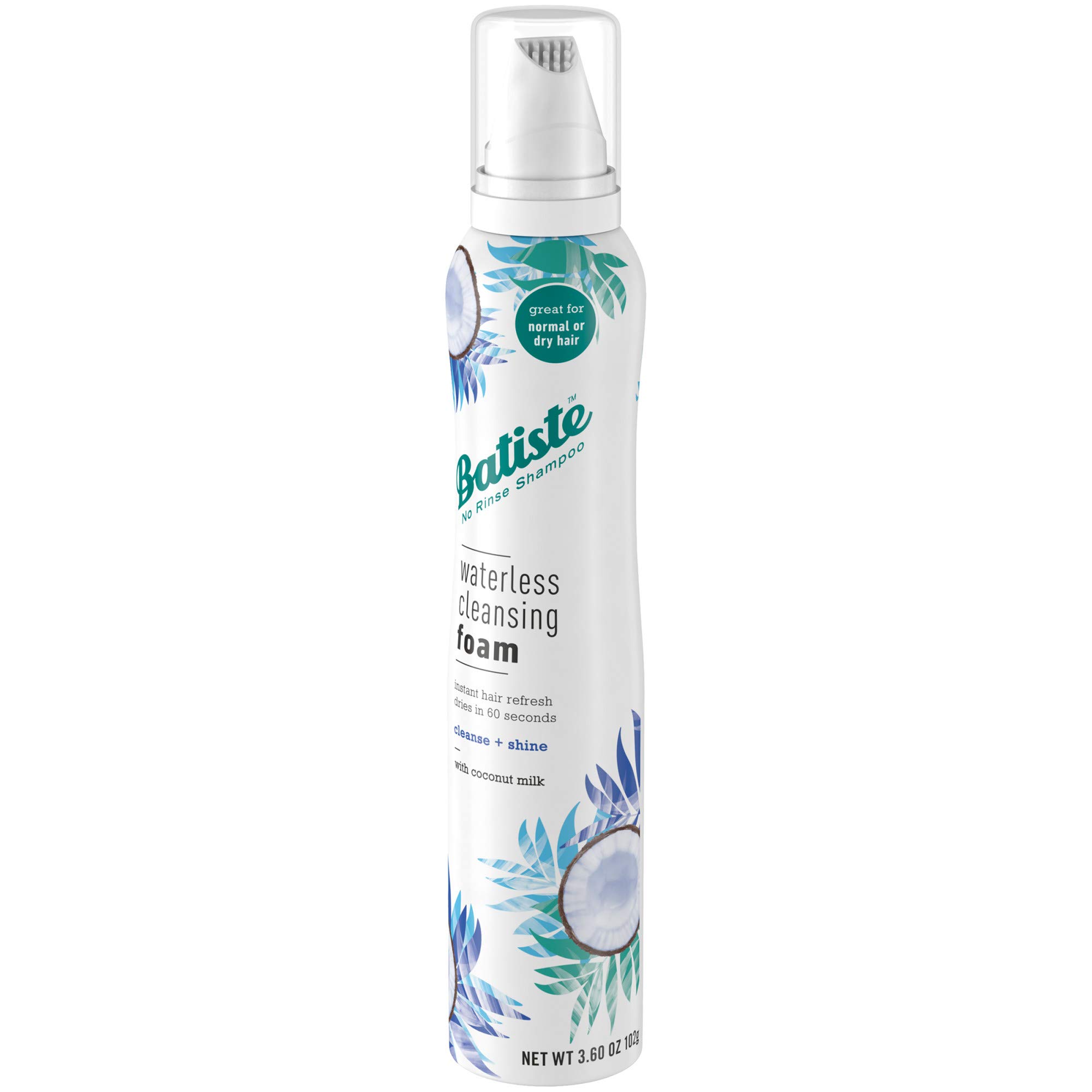 Batiste Waterless Cleansing Foam Cleanse + Shine with Coconut Milk, 3.6 OZ