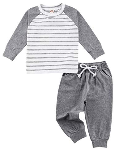 Baby Boy Clothes Stripe Long Sleeve T-Shirt Tops Sweatsuit Pants Sets Toddler Boy Fall Winter Outfits Sweater
