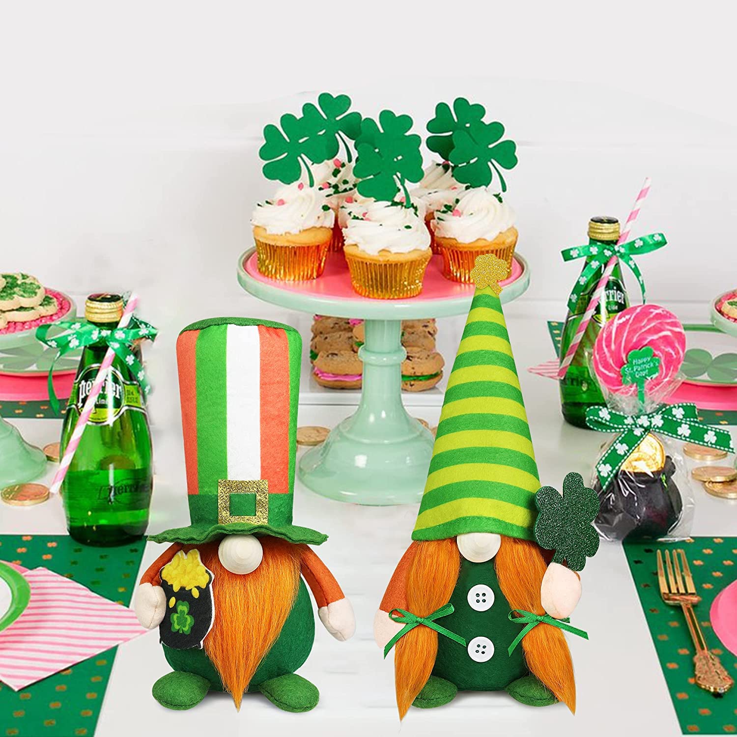 Anlass 2pcs St. Patricks Day Gnome Handmade Gnome Faceless Plush Doll, St Patricks Day Gifts for Him/her St Patricks Day Decor for Home and Garden (st Patrick gnome)